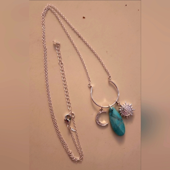 Avon | Jewelry | Long Silver Necklace With Turquise Stone With Moon And ...